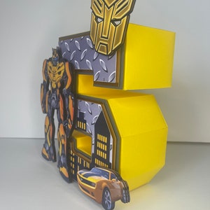 Transformers 3D Number, Transformers Birthday Party, Custom Bumblebee ...