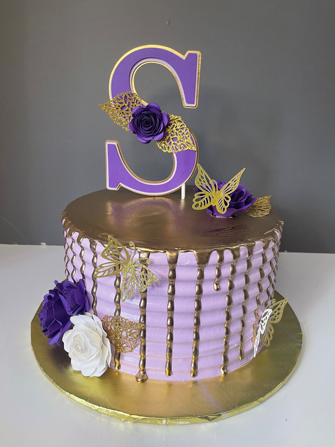 Flower Initial Cake Topper, Monogram Cake Topper, Single Letter and ...