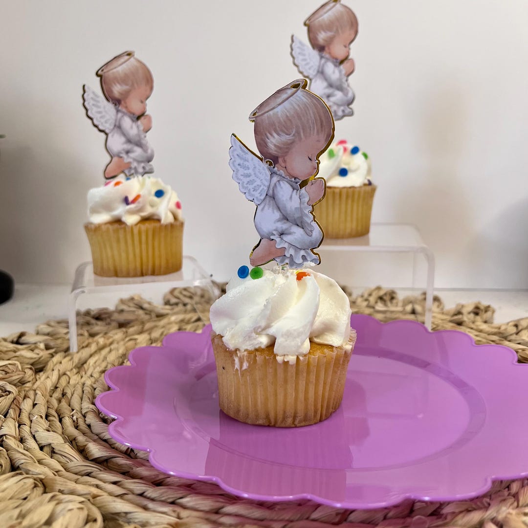Personalized Angel Cupcake Toppers: Christening, Baptism Decorations ...