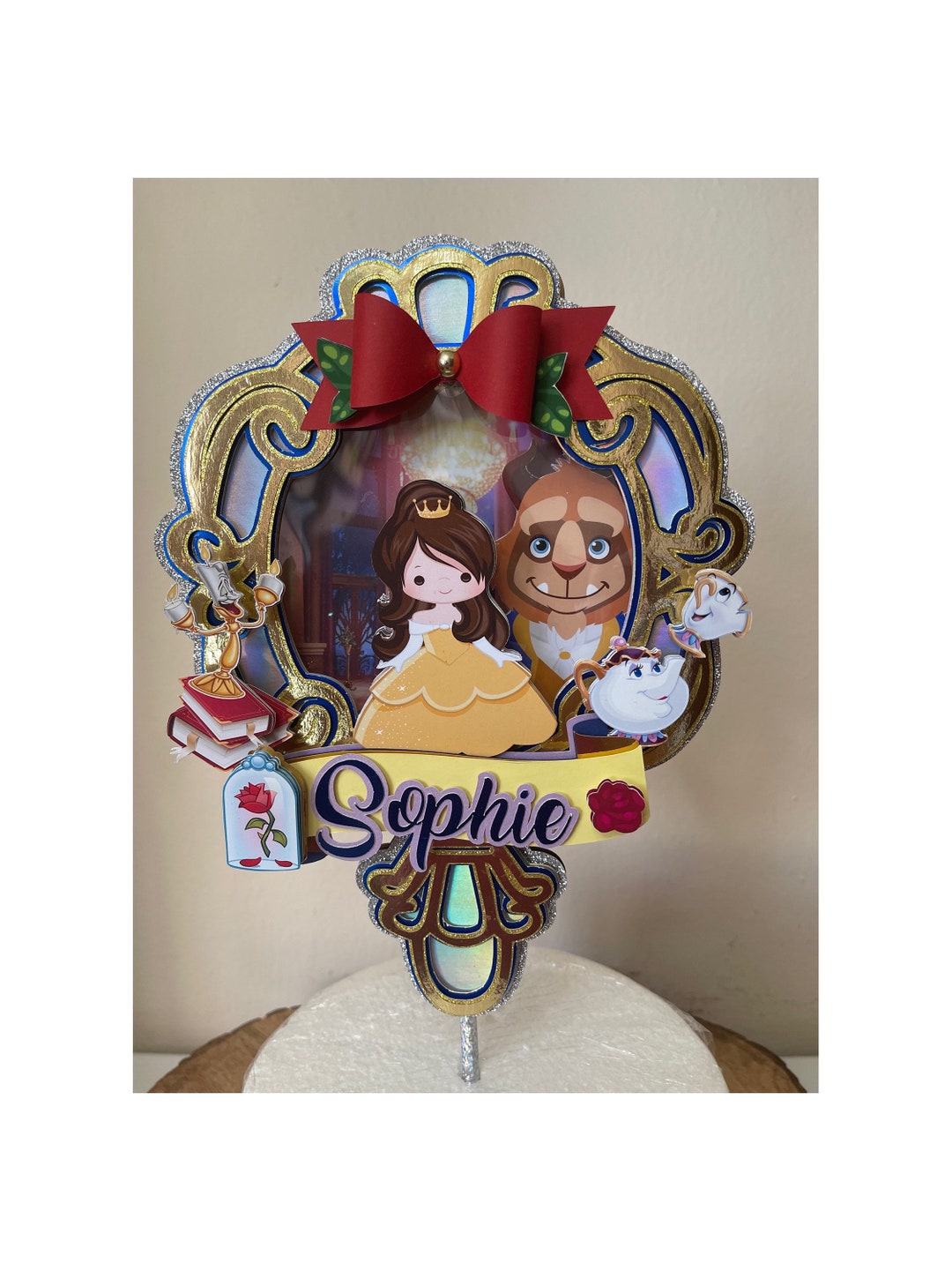 Beauty and the Beast Cake Topper, Belle Cake Topper, Princess Cake ...