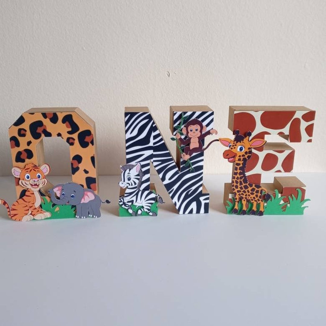 Safari Themed 3D Letter, Wild One 3D Letter, Jungle Themed 3D Letter ...