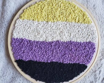 Non-binary Pride Flag Bumblebee Embroidery Wall Hanging, 4inch - Etsy