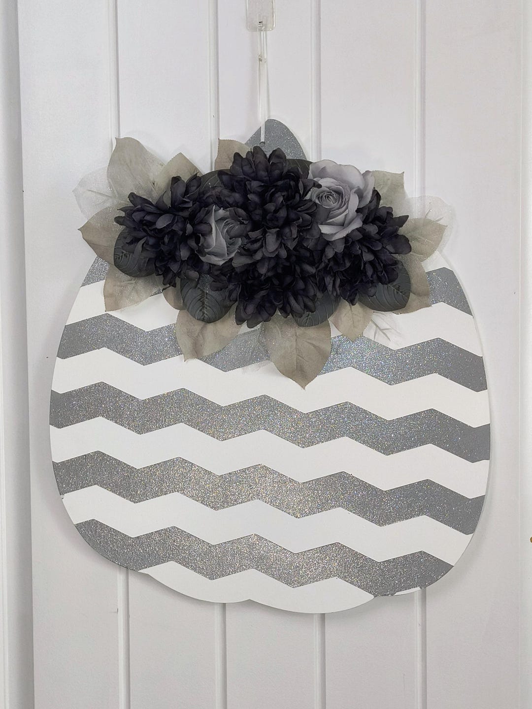 Silver Glitter Chevron Pumpkin - Etsy