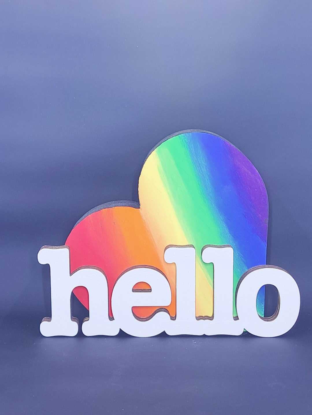 Rainbow Hello Heart - Etsy