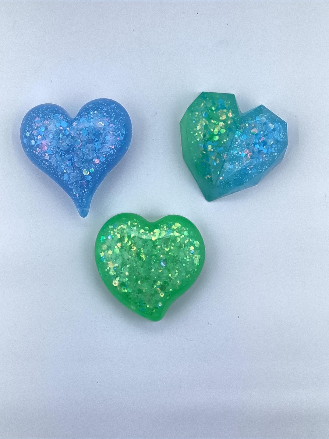 Heart Figures Set (neon Blue/green Glow) - Etsy