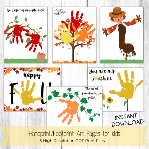 Bundle Autumn Handprint Art Fall Season Printable Craft for - Etsy