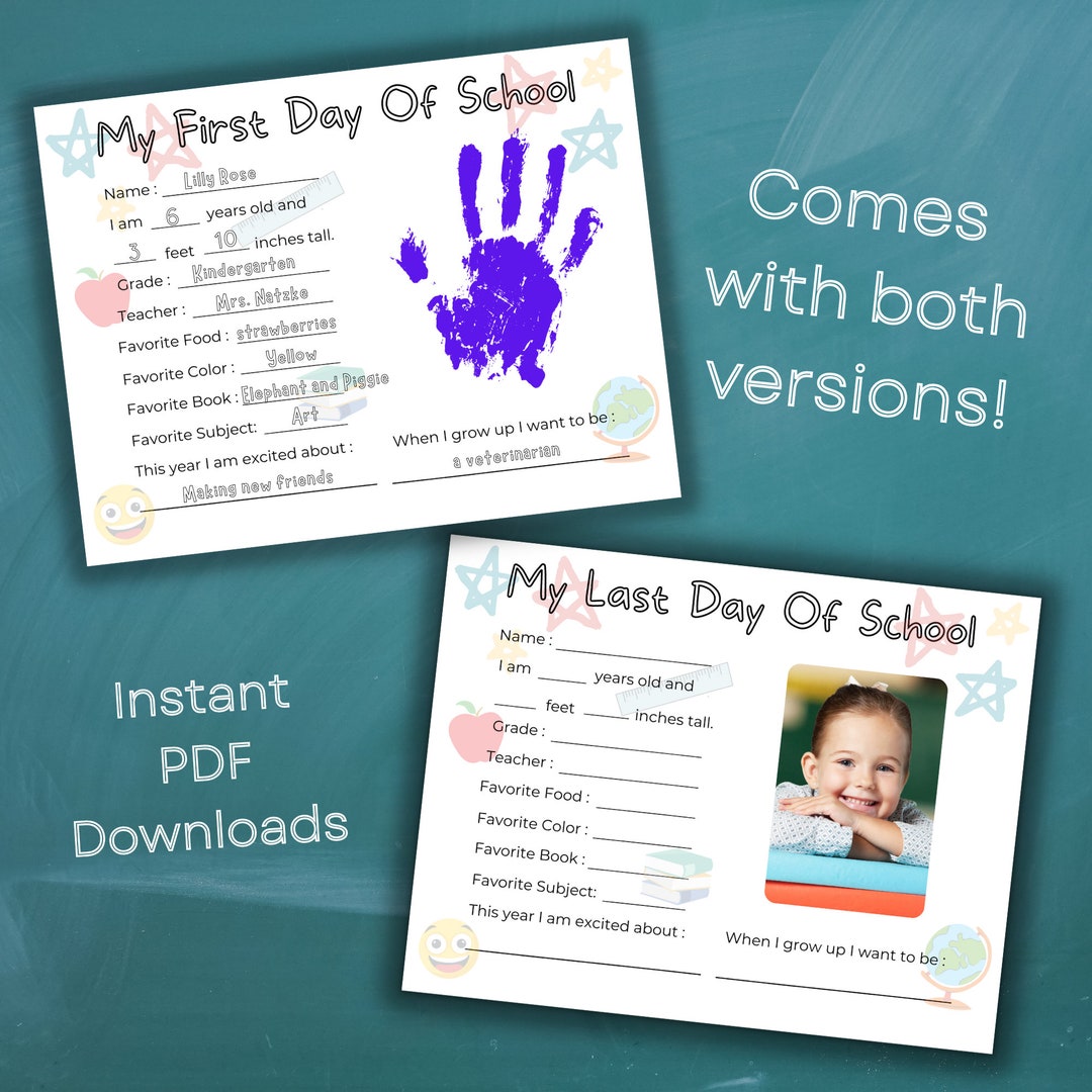 First Day of School and Last Day of School Printable Back to School ...