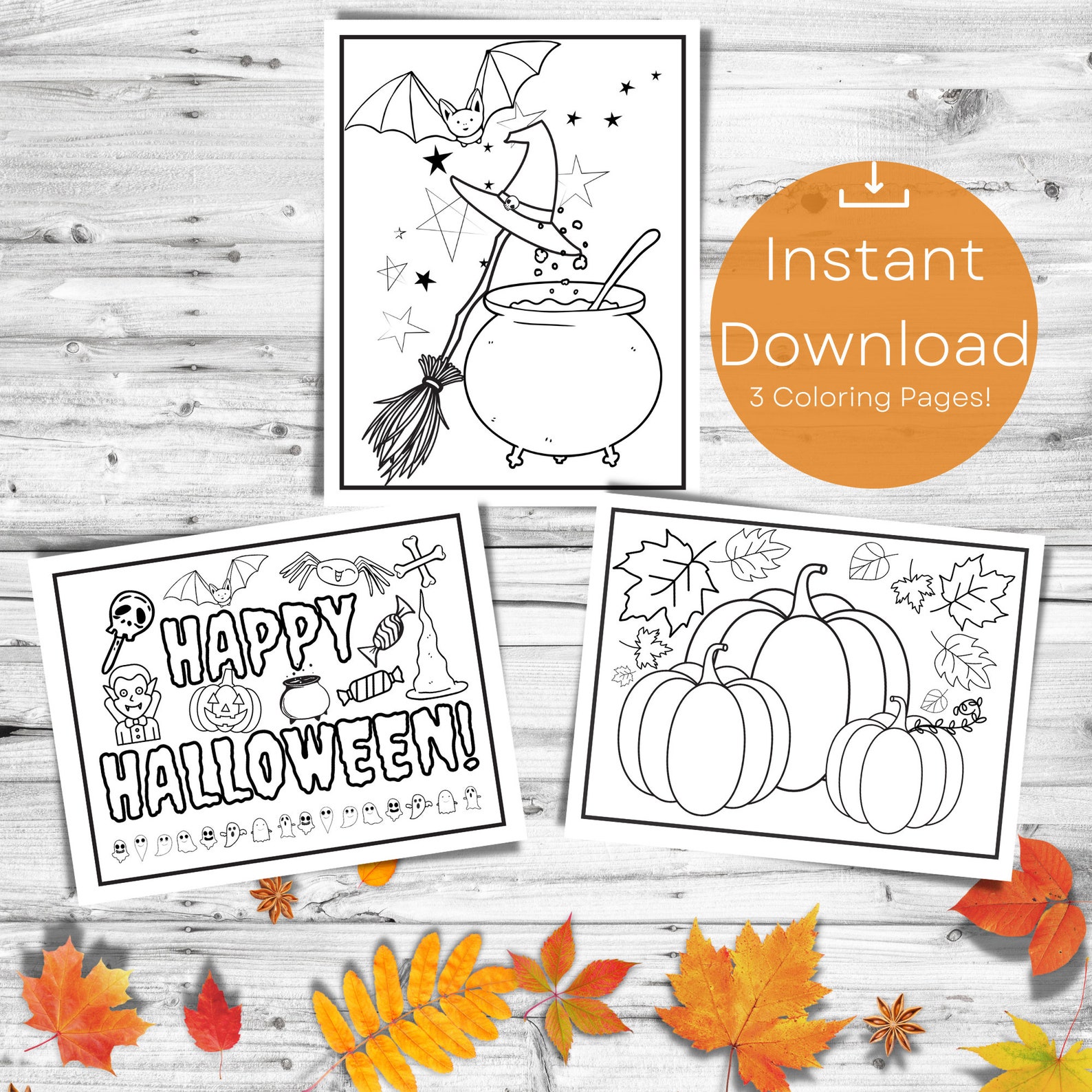 3 Halloween Coloring Pages Halloween Printable Halloween Kids Activity ...