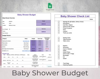 Baby Shower Excel Template - Etsy
