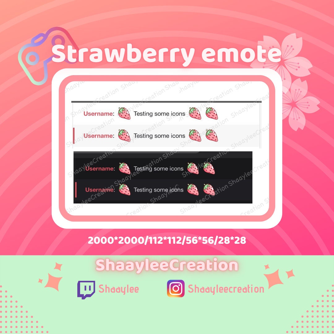 Cute Strawberry Emote for Twitch 112x112 56x56 28x28 - Etsy