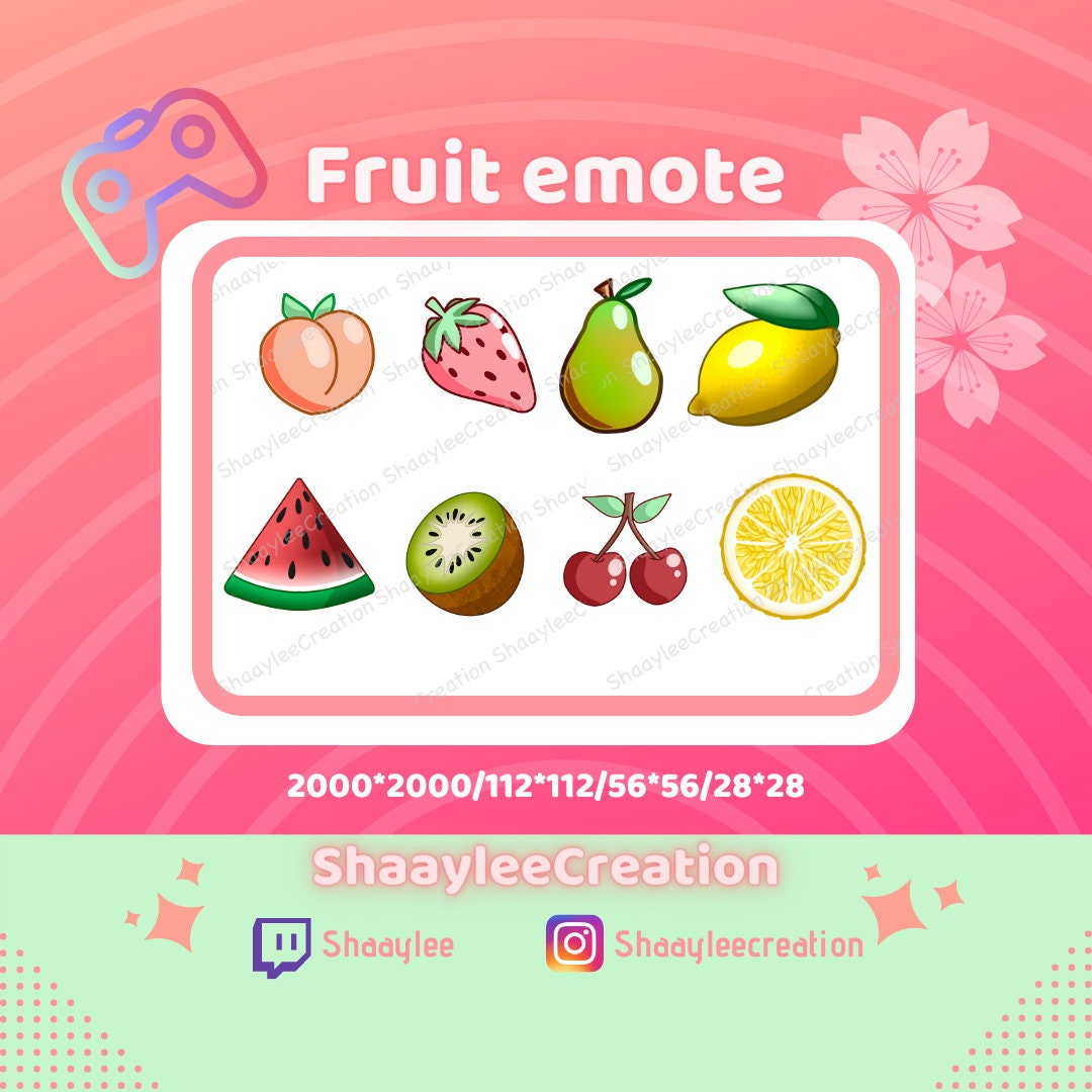 Cute Fruit Emotes Package for Twitch 112x112 56x56 28x28 - Etsy