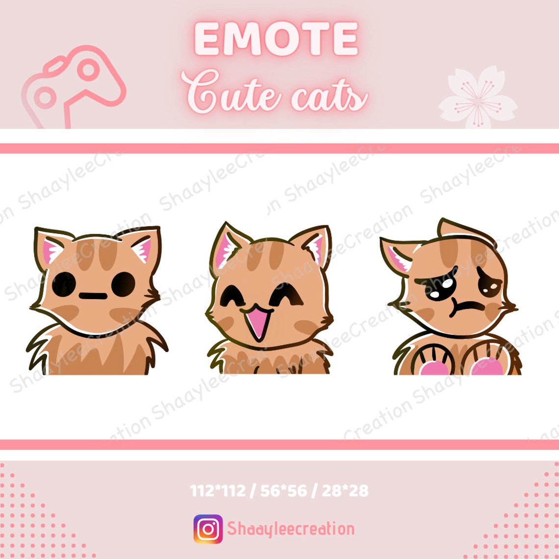 Cute Cat Emotes Package for Twitch 112x112, 56x56, 28x28, — Twitch ...