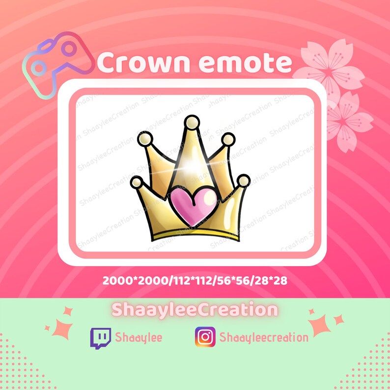 Cute Crown Emote for Twitch 112x112 56x56 28x28 Twitch - Etsy