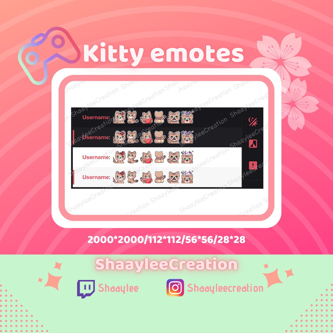 Cute Cat Emotes Package for Twitch 112x112 56x56 28x28 - Etsy