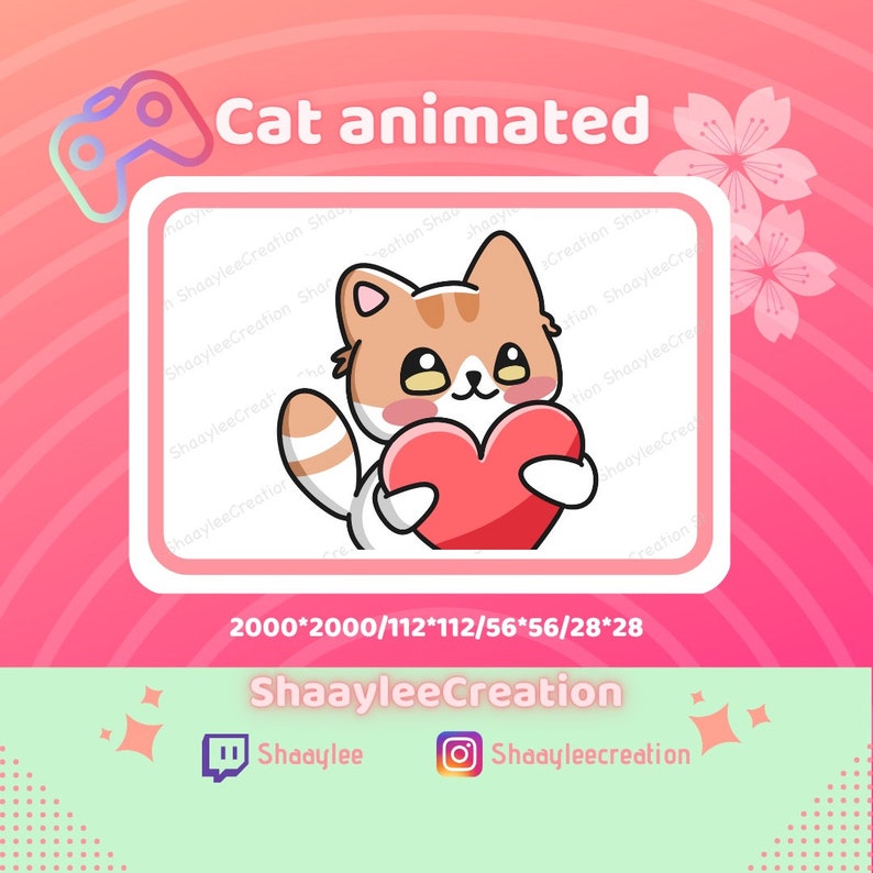 Cat Emote Animated for Twitch 112x112 56x56 28x28 Twitch - Etsy