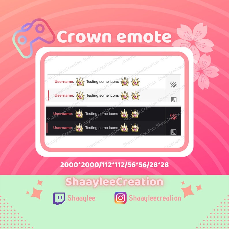 Cute Crown Emote for Twitch 112x112 56x56 28x28 Twitch - Etsy