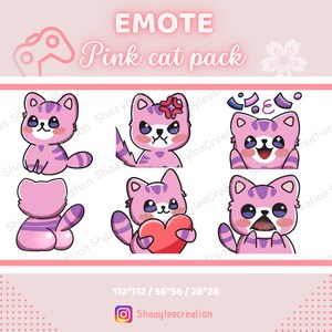 Cute Pink Cat Neko Emotes Package for Twitch 112x112, 56x56, 28x28 ...