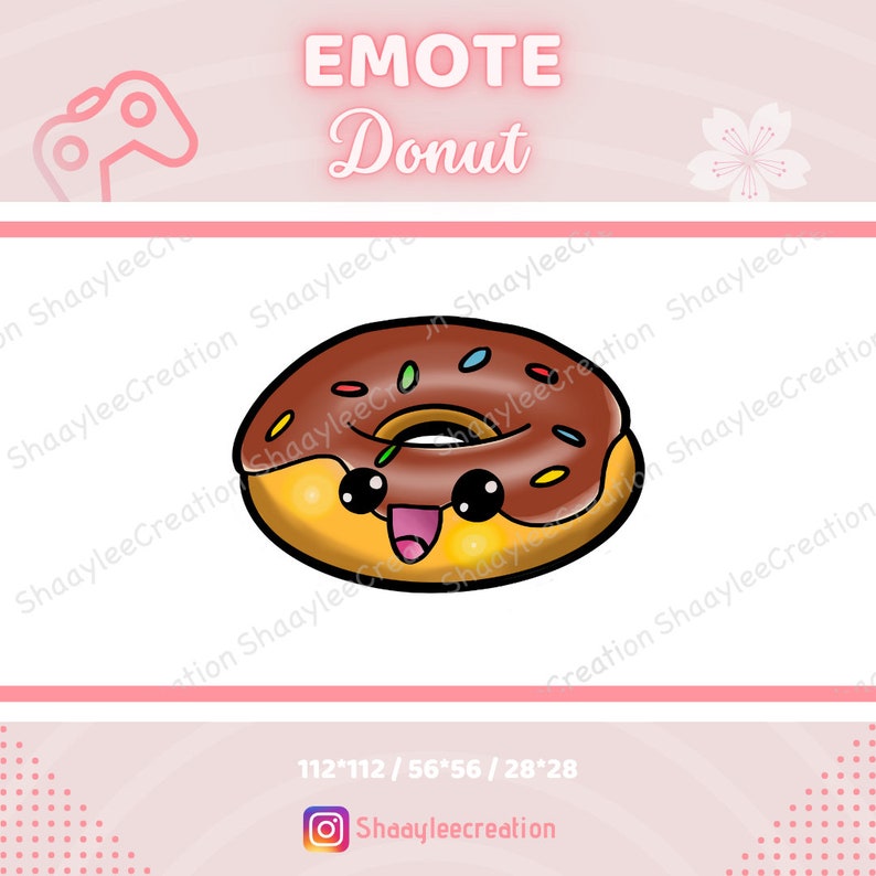 Cute Donut Emote for Twitch 112x112, 56x56, 28x28, -- Twitch, Youtube ...