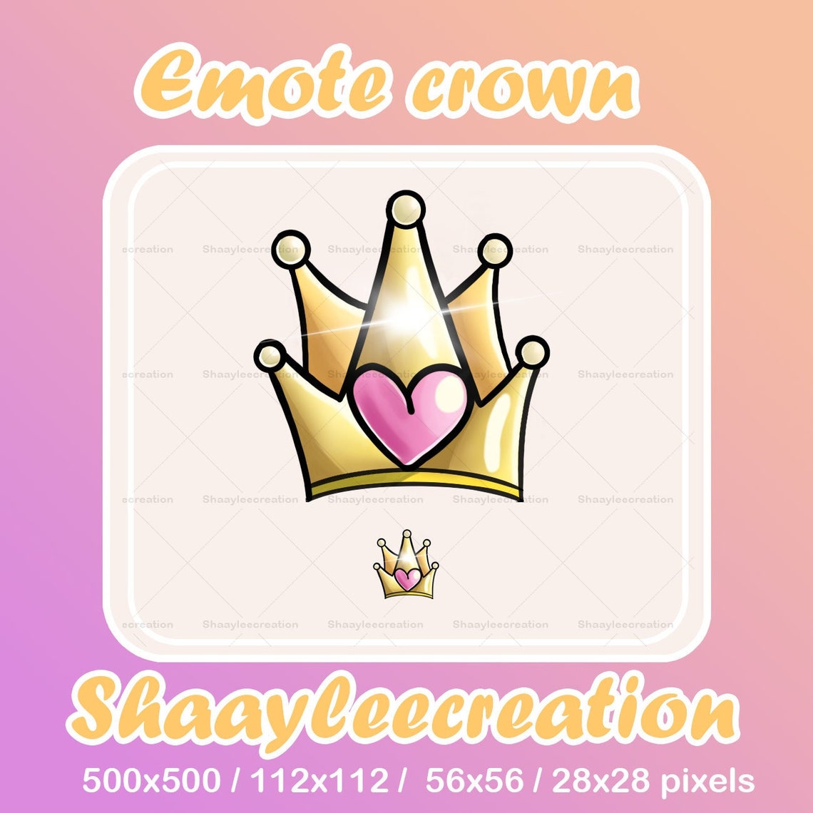 Cute Crown Emote for Twitch 112x112 56x56 28x28 Twitch - Etsy