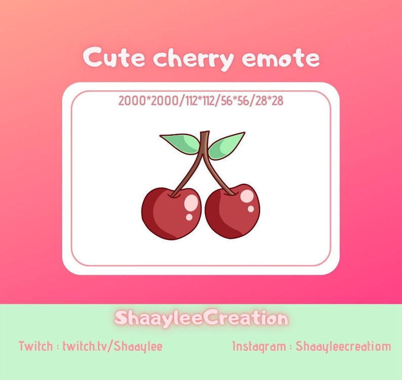 Cute Cherry Emote for Twitch 112x112 56x56 28x28 Twitch - Etsy