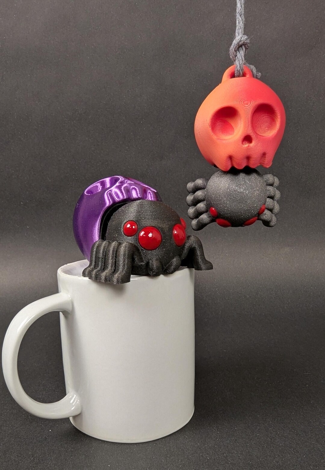 Skull Spider Desk Toy or Hanging Decoration, Halloween Decor, 3D ...