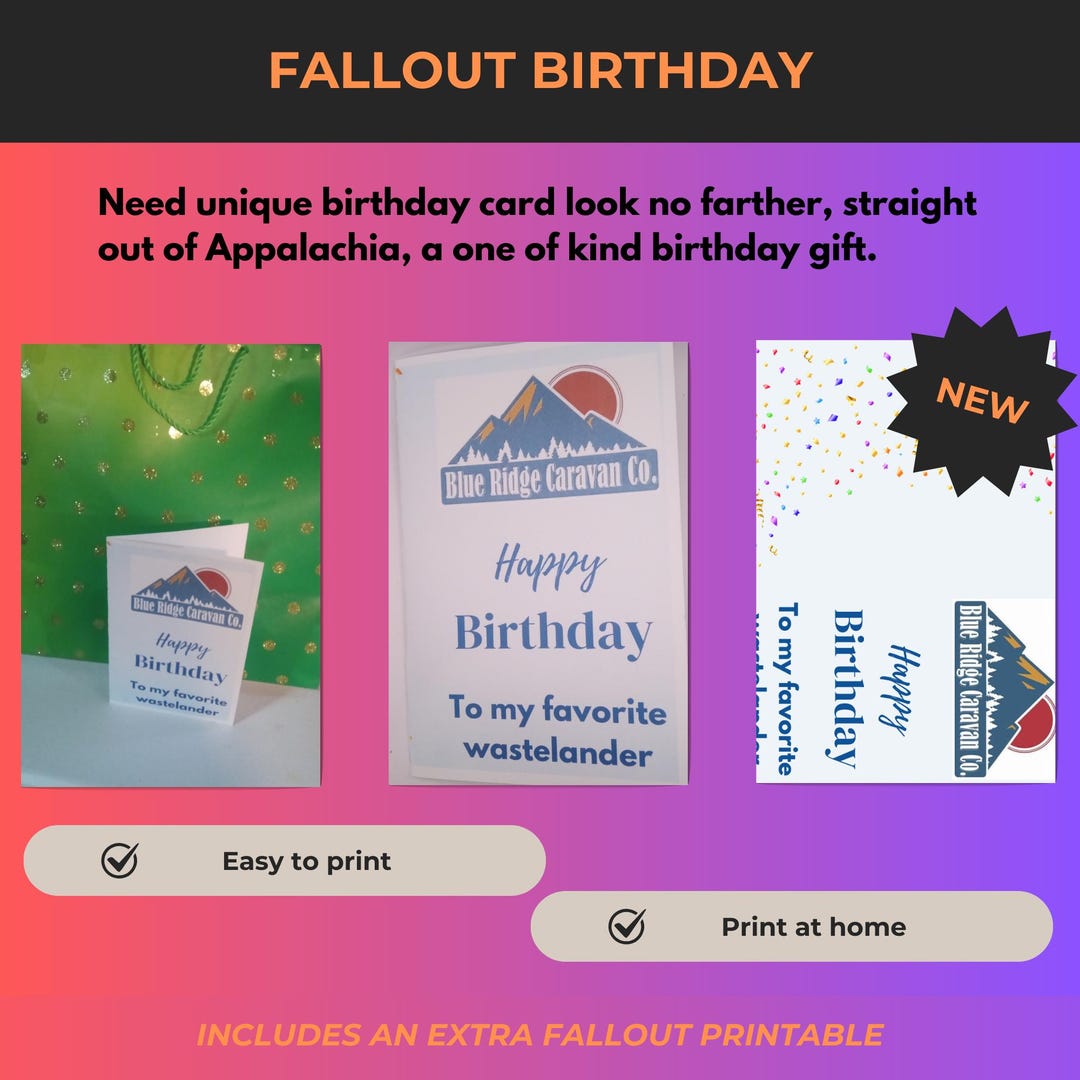 Fallout Birthday Card Printable Instant Download, Unique Gaming ...