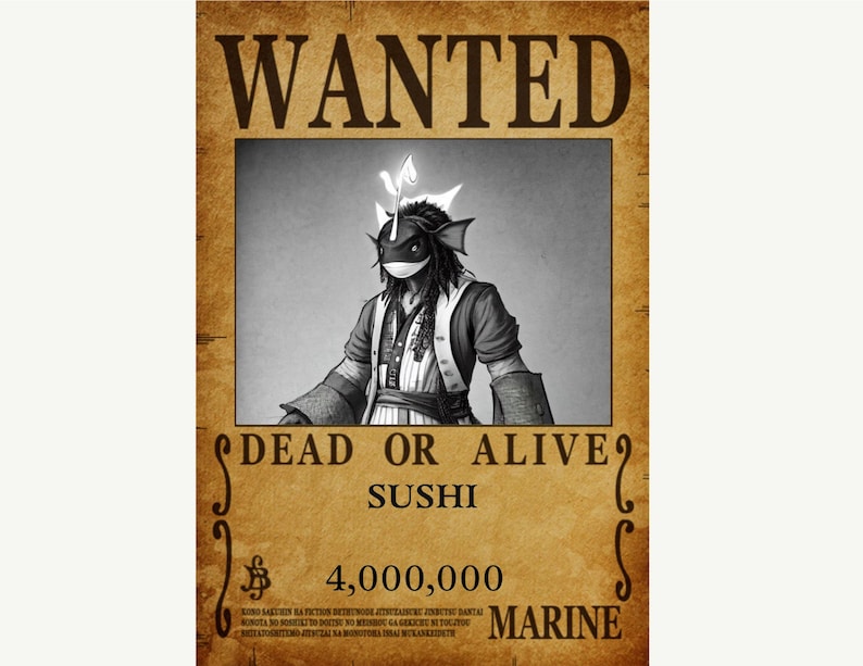 One Piece Wanted Poster Template, Printable Wall Art, DIY Decor, Anime ...