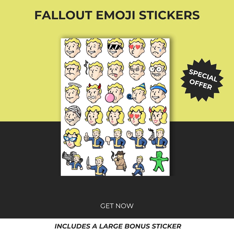 Fallout Emoji Sticker Pack 30 Unique Designs, Fun & Cute Vinyl Stickers ...