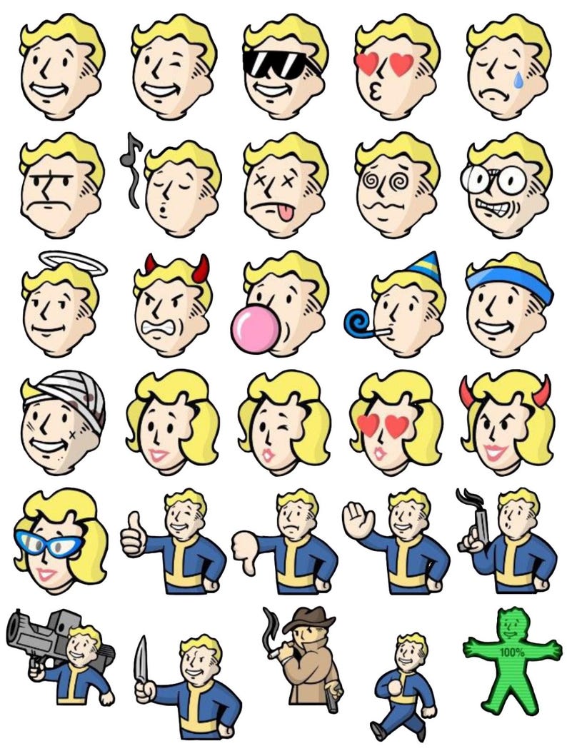Fallout Emoji Sticker Pack 30 Unique Designs, Fun & Cute Vinyl Stickers ...