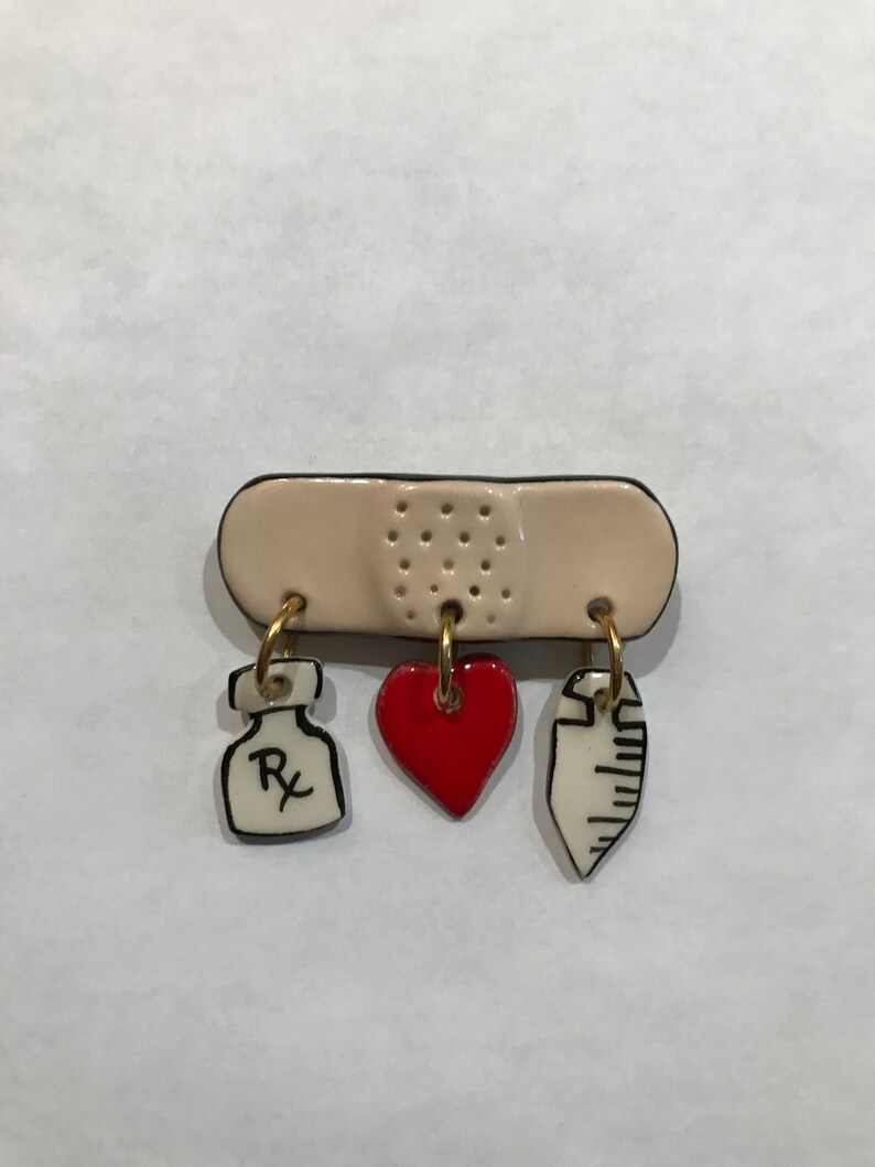 Ceramic Nurse Pin Nurse Brooch With Dangling Charms - Etsy