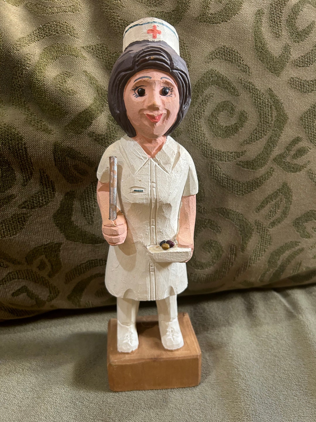 Vintage Wooden Hand Carved Nurse Figurine - Etsy
