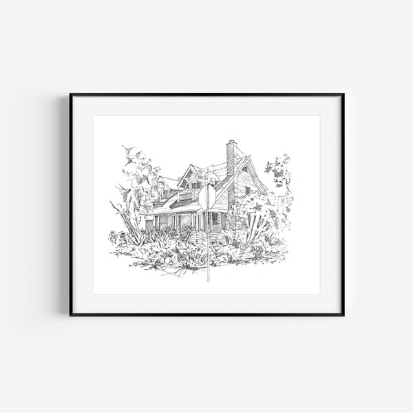 Craftsman House Drawing - Etsy