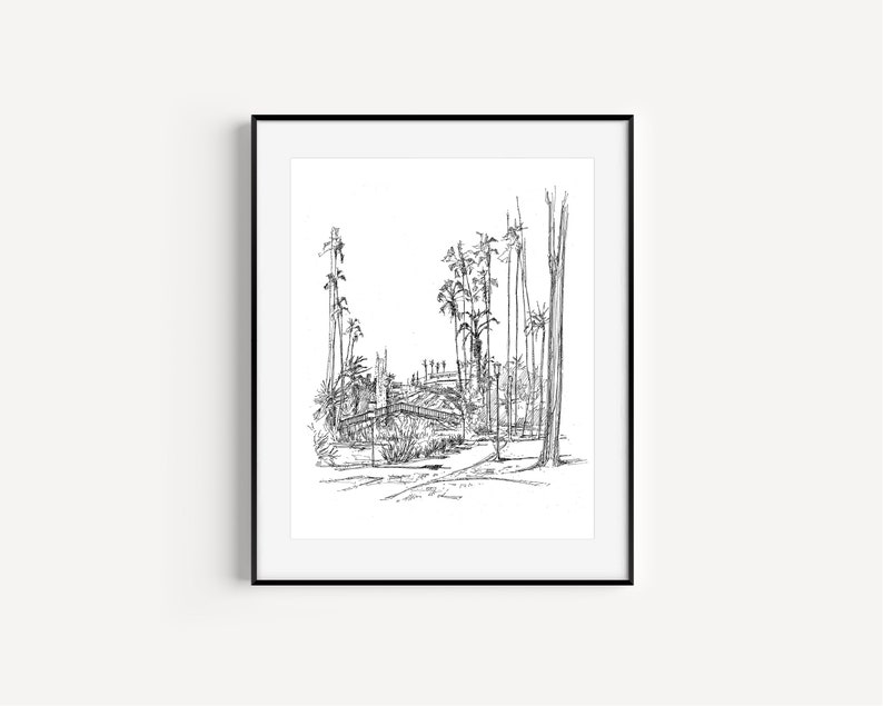 Echo Park Lake, Los Angeles Landmarks, California Art, LA Sketches ...