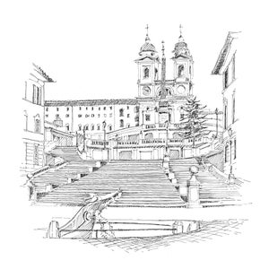 Spanish Steps Rome Drawing, Travel Sketch, Gifts From Italy ...