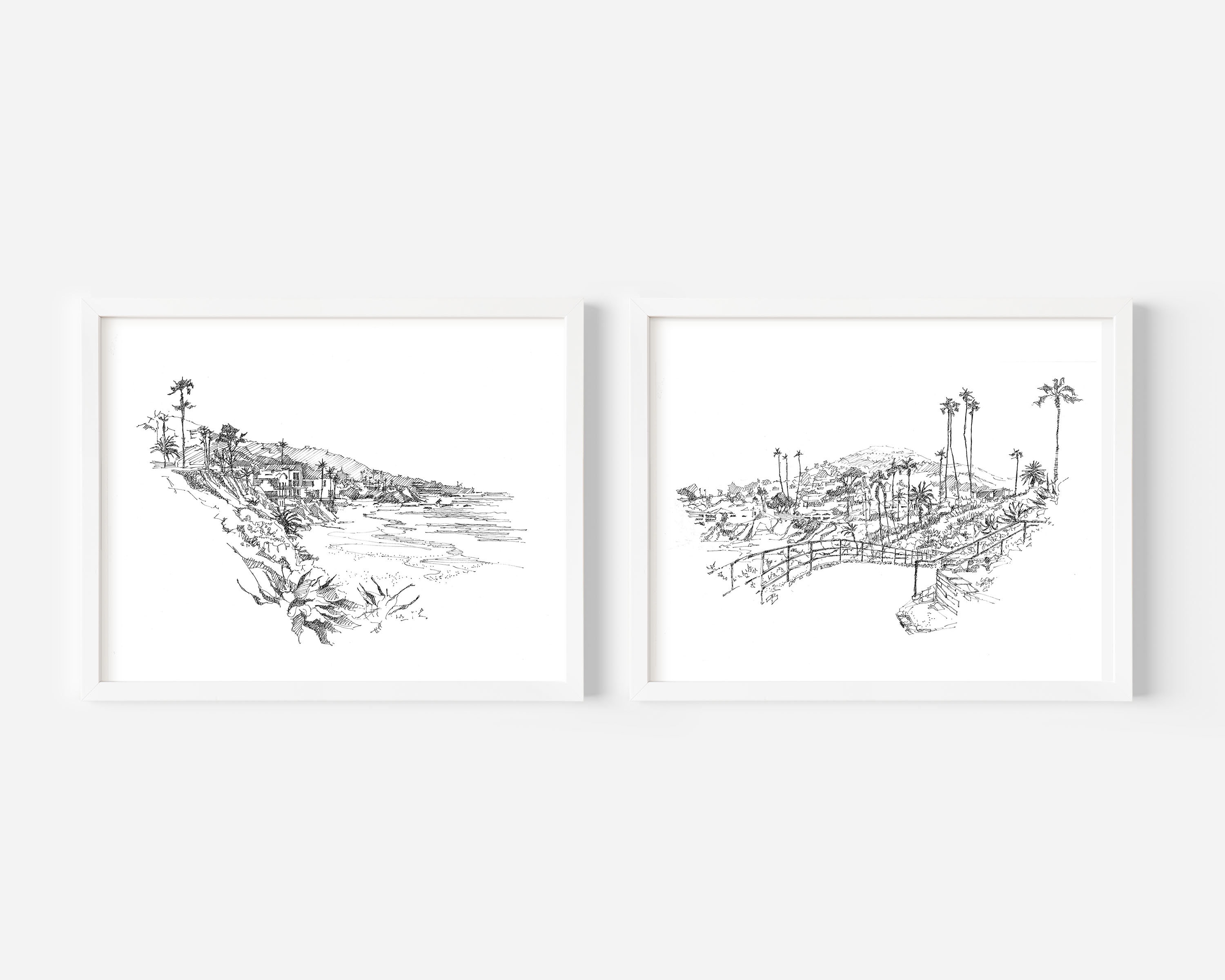 Laguna Beach Coastline, California, Prints of Original Plein Air Pen ...