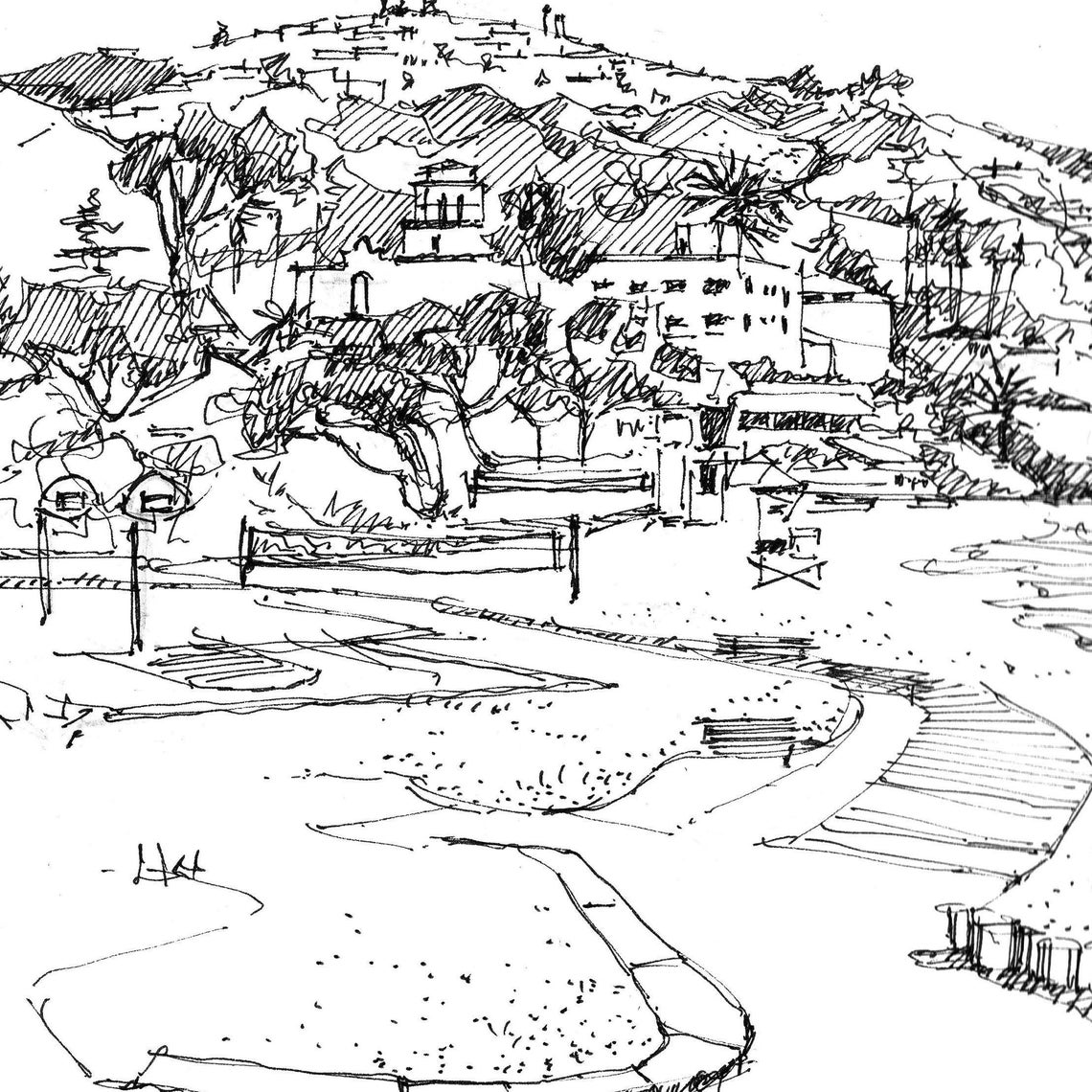 Laguna Beach Coastline, California Plein Air Pen and Ink Drawing, Art ...
