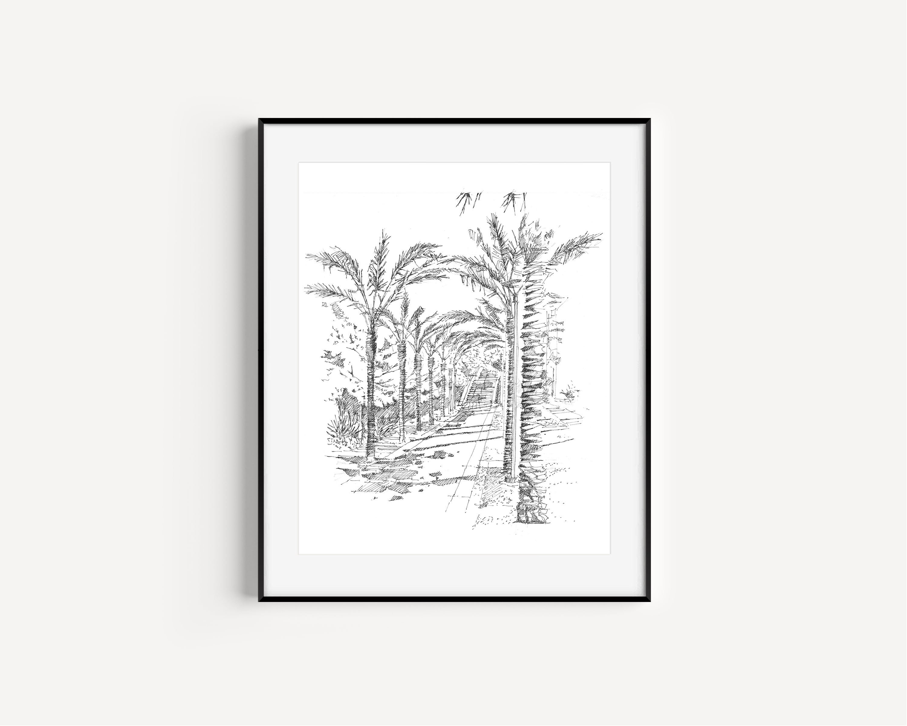 ASU Graduation Gift SALE, Palm Walk at Arizona State University Drawing ...