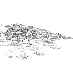 Laguna Beach Coastline, California Plein Air Pen and Ink Drawing, Art ...