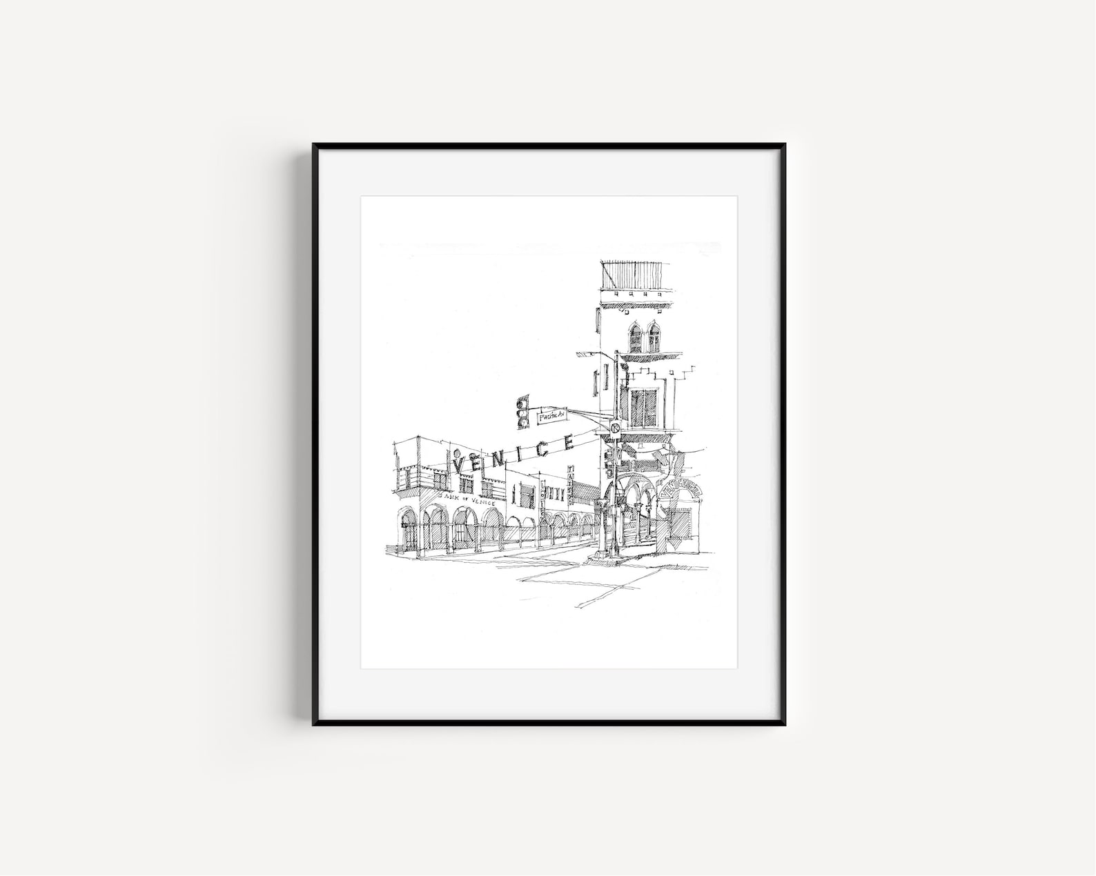The Venice Sign, Venice Beach, California, Plein Air Pen and Ink ...