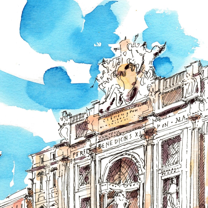 Trevi Fountain, Rome, Original Watercolor, Italy Travel, Europe ...