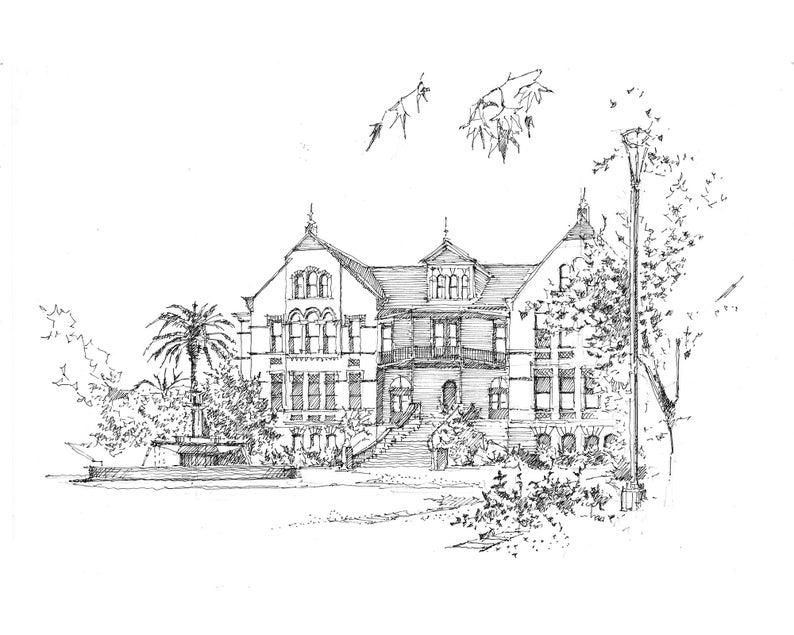 ASU Old Main Pen & Ink Drawing Print, Arizona State University ...