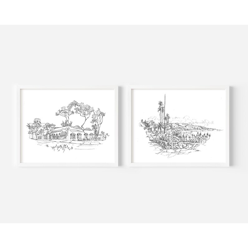 Laguna Village, Laguna Beach, California, Plein Air Pen and Ink Drawing ...