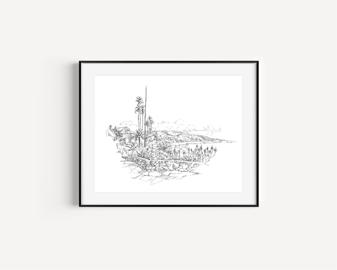 Heisler Park Drawing, Laguna Beach Art, Beach Drawing, Orange County ...