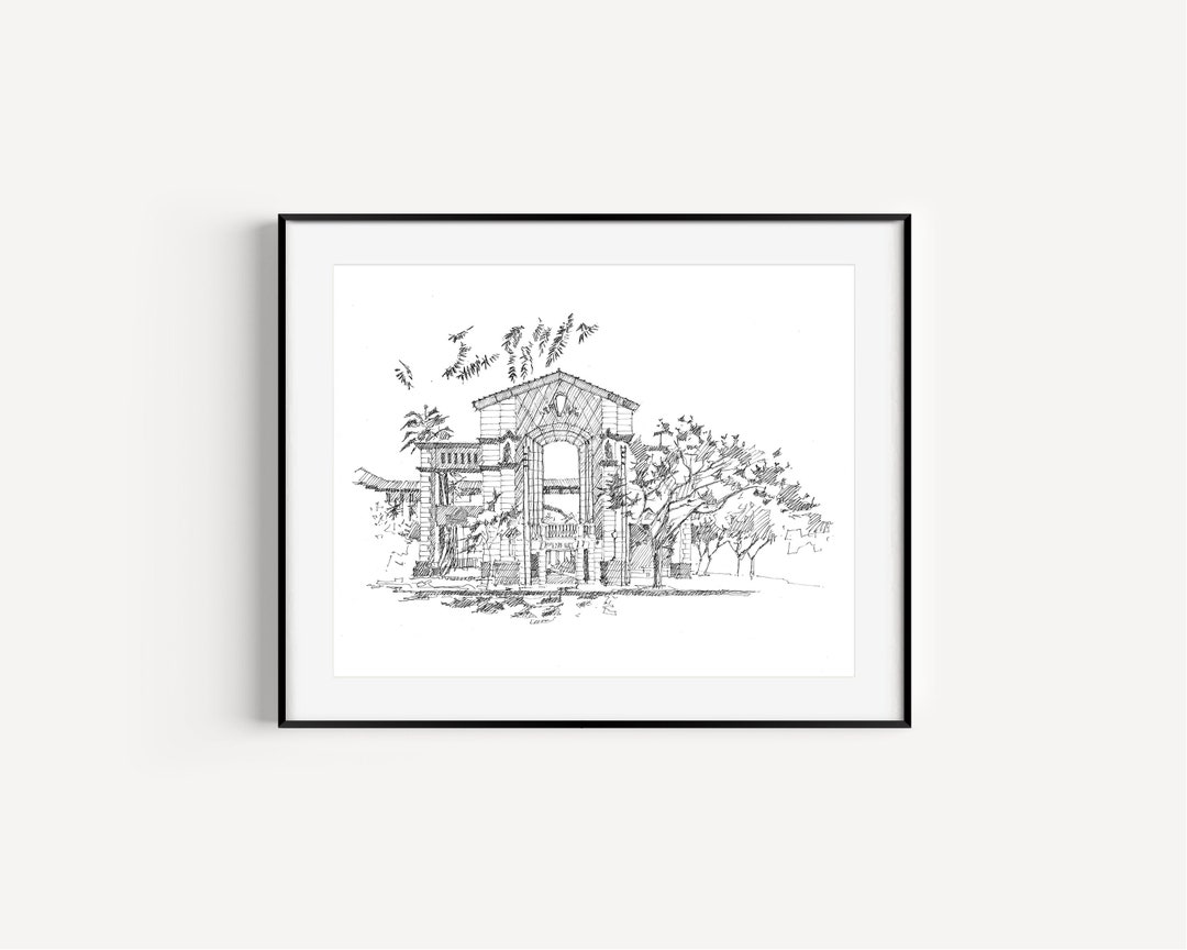 Culver City Hall Art Print, Plein Air Pen and Ink Drawing, California ...