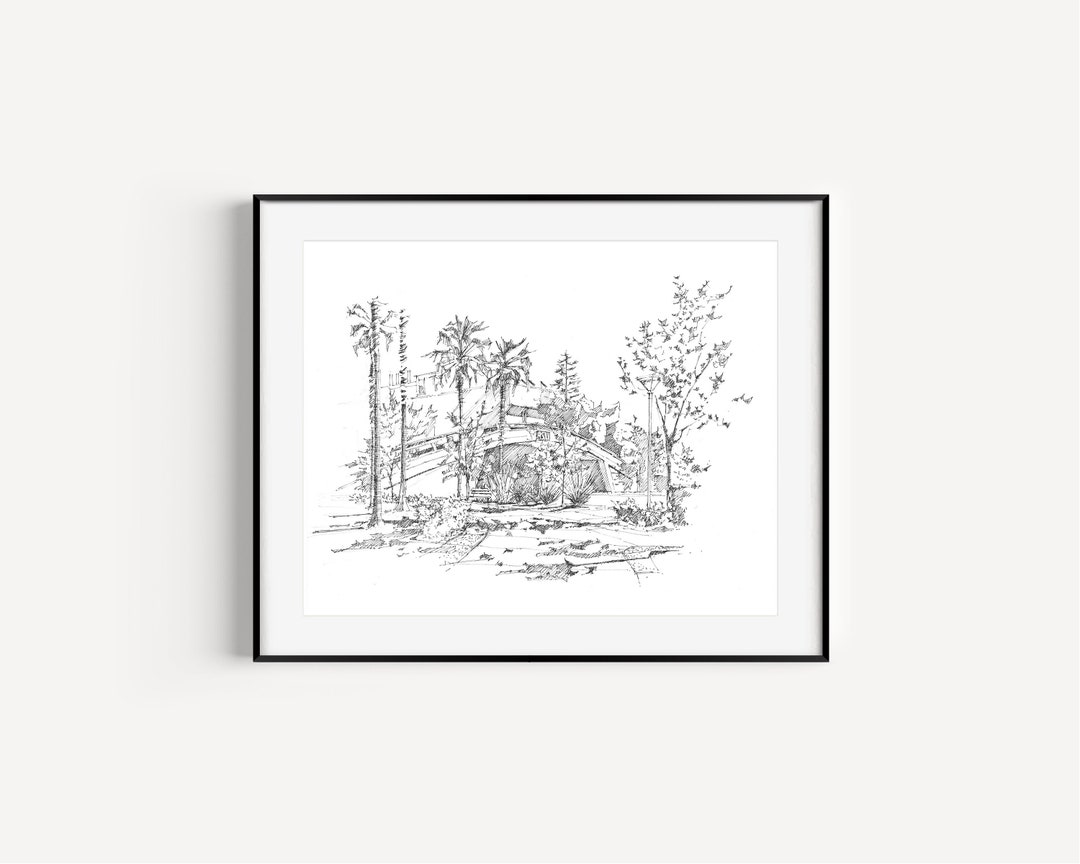 ASU Graduation Gift SALE, Palm Walk Overpass Sketch, the ASU Bridge ...