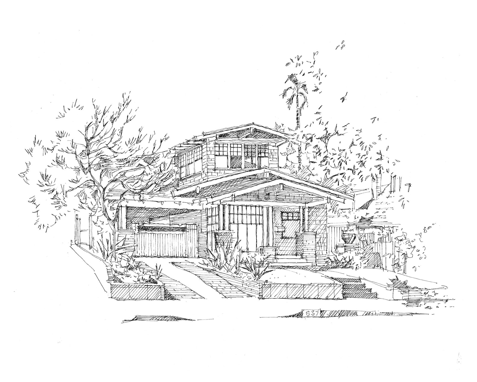 Craftsman House, Iconic Santa Monica, Los Angeles Prints, Plein Air Pen ...