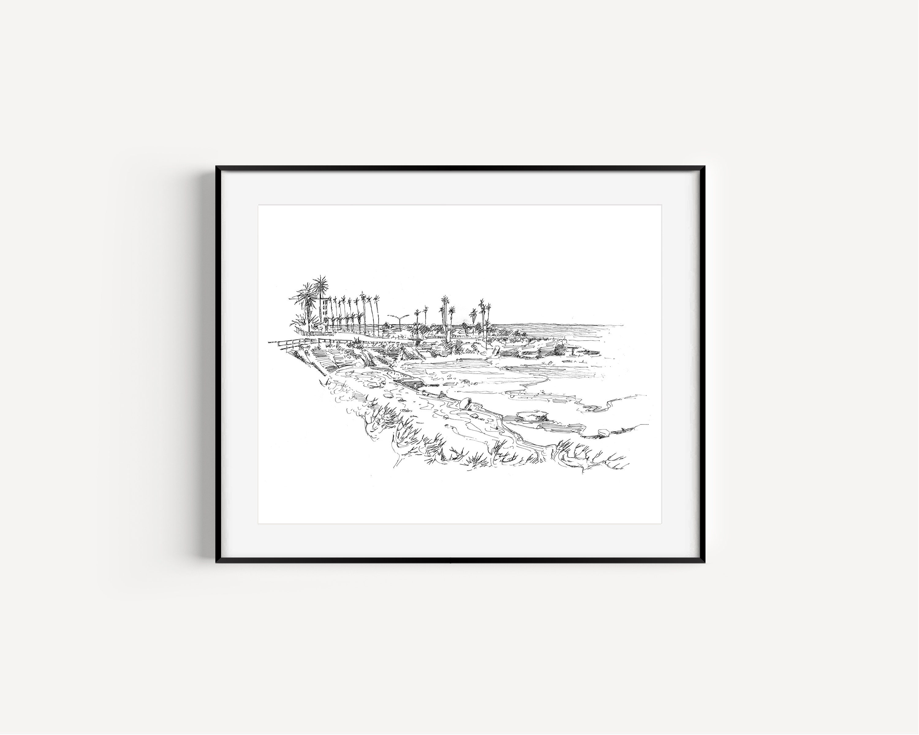 La Jolla Cove Pen and Ink Drawing Print, California Coast Art - Etsy