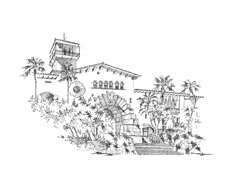 Santa Barbara Courthouse, California Prints, Sunken Gardens Downtown ...