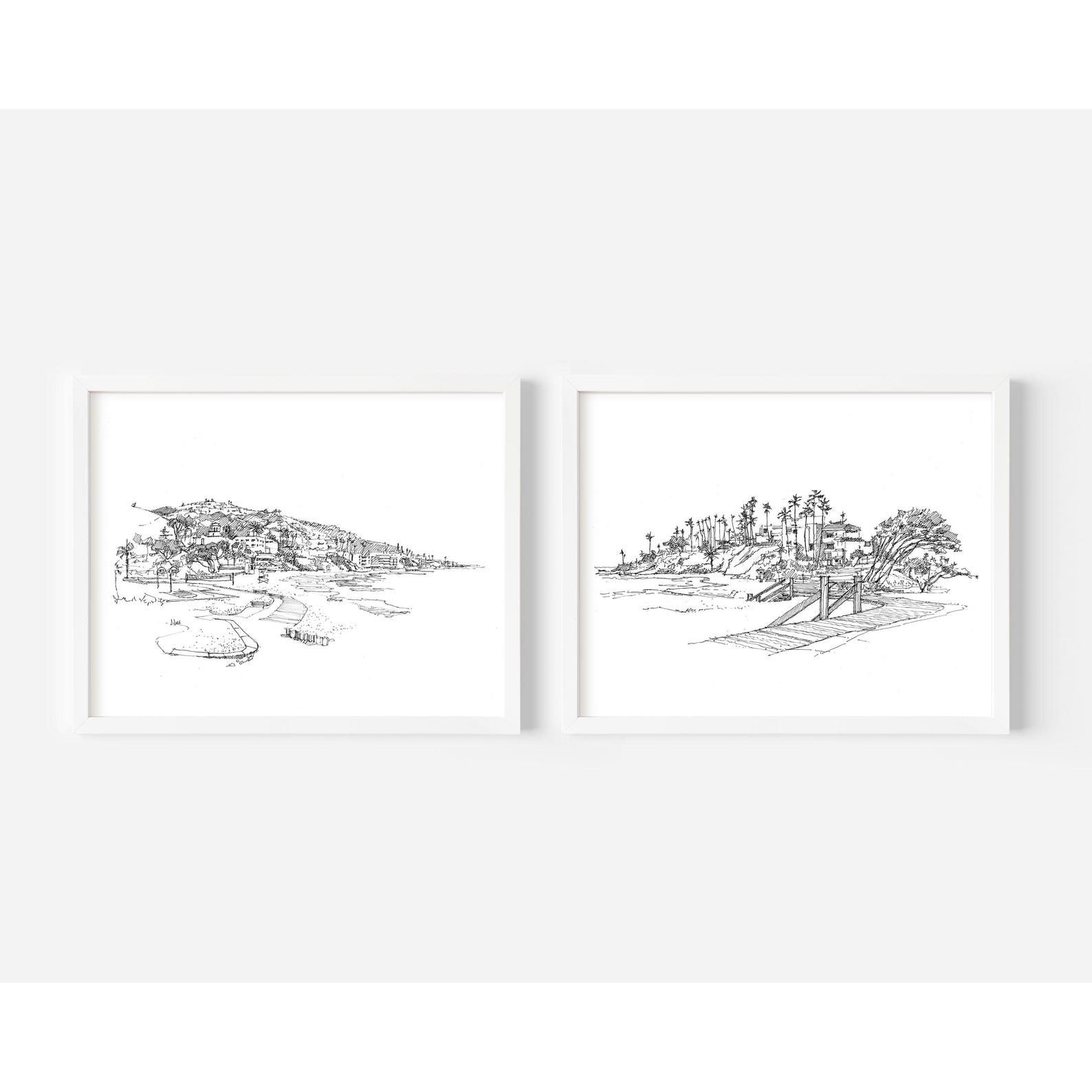 Laguna Beach Coastline, California Plein Air Pen and Ink Drawing, Art ...