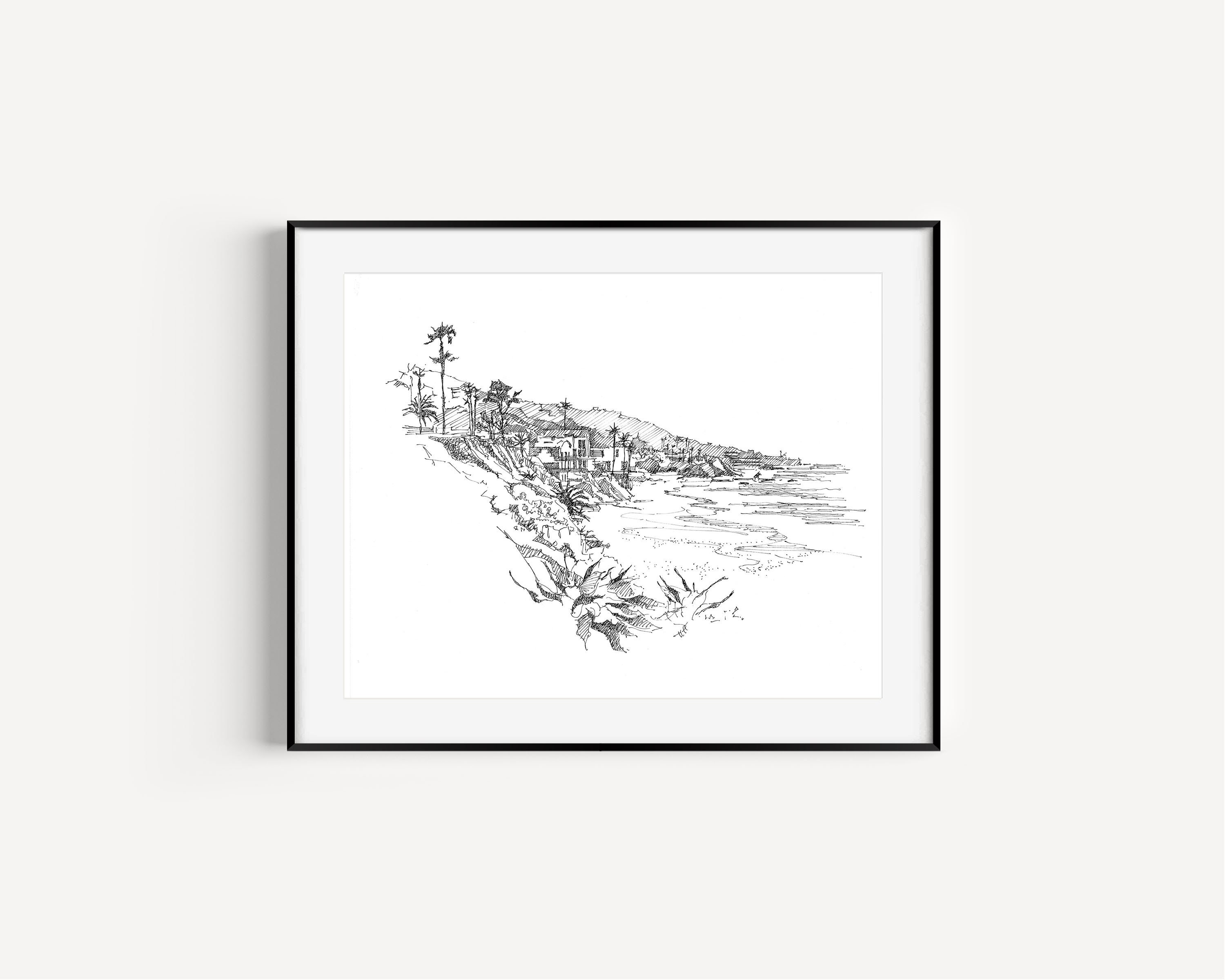 Laguna Beach Coastline, California, Prints of Original Plein Air Pen ...